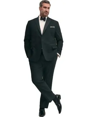 Brooks Brothers Big & Tall Explorer Collection Wool Tuxedo Pants - Black