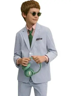 Brooks Brothers Prep Stretch Cotton Seersucker Suit Jacket - Blue