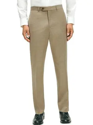 Brooks Brothers Slim Fit Wool Dress Trousers - Tan