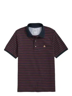 Brooks Brothers Golden Fleece Stretch Supima Cotton Striped Polo Shirt - Navy