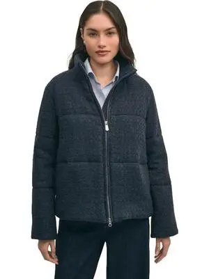 Brooks Brothers Tweed Short Puffer Jacket - Navy