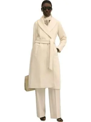 Brooks Brothers Wool Blend Shawl-collar Wrap Coat - Marshmallow