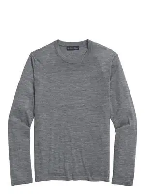 Brooks Brothers Lightweight Luxe All-season Merino Wool Crewneck Sweater - Grey