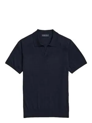 Brooks Brothers Lightweight Luxe Johnny Collar Sweater - Navy