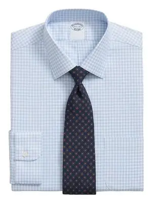 Brooks Brothers Explorer Collection Non-iron Twill Ainsley Collar, Gingham Dress Shirt - Hydrangea