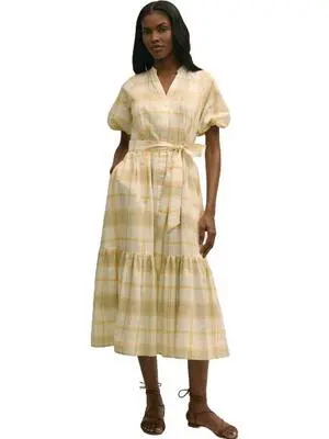 Brooks Brothers Cotton Madras Plaid Maxi Shirt Dress - Multicolor