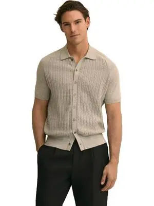 Brooks Brothers Cotton Cable-knit Short-sleeve Polo Sweater - Grey