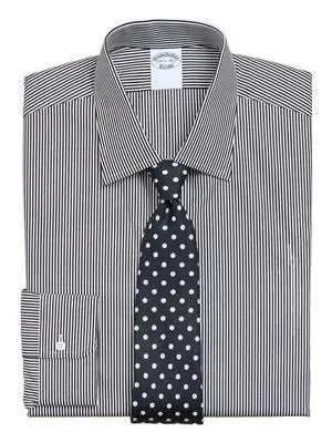 Brooks Brothers Pure Supima Cotton Regular-finish Ainsley Collar, Mini Stripe Dress Shirt Black