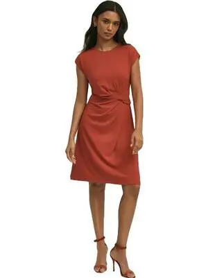 Brooks Brothers Jersey Cap-sleeve Twisted-detail Dress - Red