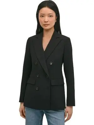 Brooks Brothers Double-breasted Peak Lapel Jacket In Stretch Crepe - Black