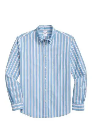 Brooks Brothers Friday Shirt, Poplin Striped - Blue