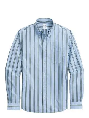 Brooks Brothers Friday Shirt, Poplin Striped - Light Blue