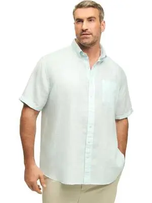 Brooks Brothers Big & Tall Sport Shirt, Short-sleeve Irish Linen - Aqua