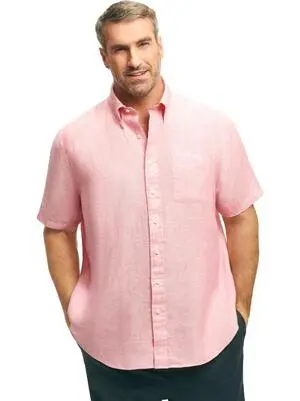 Brooks Brothers Big & Tall Sport Shirt, Short-sleeve Irish Linen - Red