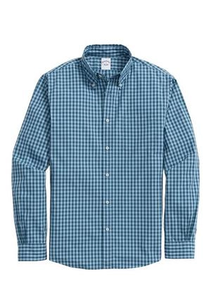 Brooks Brothers Friday Shirt, Poplin Gingham - Blue