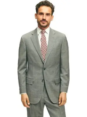 Brooks Brothers Traditional Fit 1818 Windowpane Suit In Wool - Grey