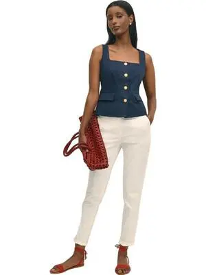 Brooks Brothers Square Neck Vest In Cotton Faille - Navy