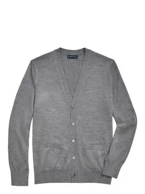 Brooks Brothers Ultimate Merino Wool Cardigan Sweater - Grey