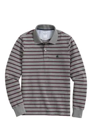Brooks Brothers Golden Fleece Stretch Supima Long-sleeve Striped Polo Shirt - Grey