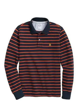Brooks Brothers Golden Fleece Stretch Supima Long-sleeve Striped Polo Shirt - Navy