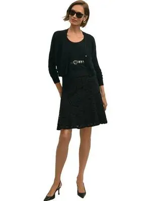 Brooks Brothers Cotton-viscose Blend Lace Fluted Skirt - Black