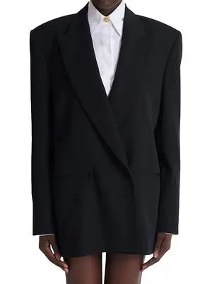 Balmain Oversized Grain De Poudre Blazer - Black