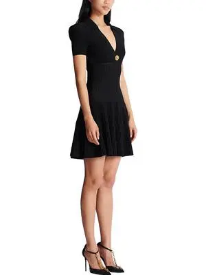 Balmain Short Flared Knit Dress - Black