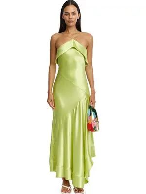 Acler Marara Maxi Dress In Satin - Honeydew