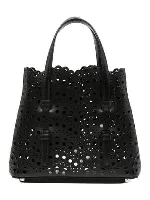 Alaïa Mina 20 Leather Handbag With Perforated Design - Black