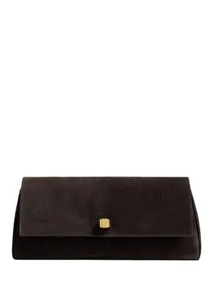 Khaite Audrey Leather Clutch With Gold Tone Clasp - Brown