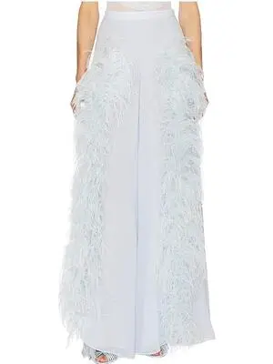 Lapointe Wide Leg Pants With Feather Detailing - Cloud
