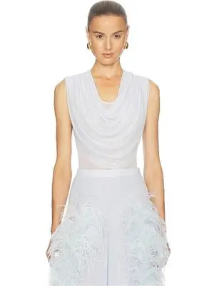 Lapointe Mesh Cowl Neck Bodysuit - Cloud
