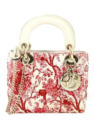 Dior Lady Dior Chain Bag Embroidered Calfskin Mini Satchel Red
