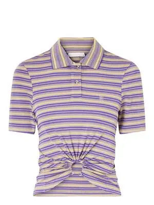 Rabanne Embellished Striped Knit Polo Shirt - Multi