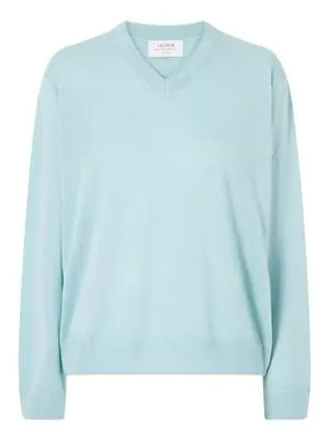 LA LIGNE Ben Silk, Wool And Cashmere-blend V-neck Sweater - Blue