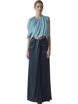 HEIRLOME Leticia Maxi Skirt In Silk Crepe-back Satin - Deep Teal