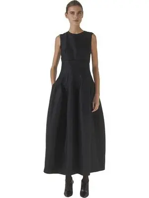 HEIRLOME Estefania Corseted Silk Shantung A-Line Midi Dress