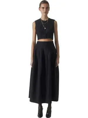 HEIRLOME Estefania Skirt In Italian Silk-wool Faille - Black