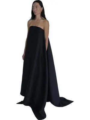 HEIRLOME Wren Strapless Asymmetrical Draped Dress - Black
