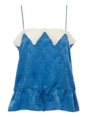 Chloé Silk Jacquard Lace Camisole Top - Blue
