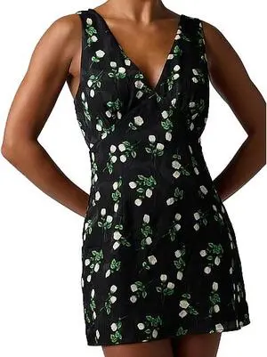 Victoria's Secret Floral V-front Mini Dress - Black