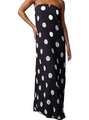 VICTORIA'S SECRET Victoria's Secret Strapless Pleated Maxi Dress With Polka Dots