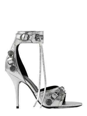 Balenciaga Metallic Studded Stiletto Sandals - Gray