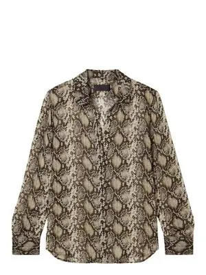 NILI LOTAN Nili Lotan Gaia Snake Print Silk Crepe Shirt