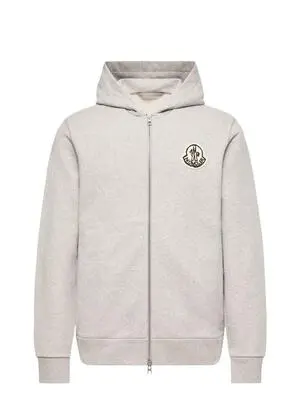 Moncler Logo Zip-up Cotton Hoodie - Grey