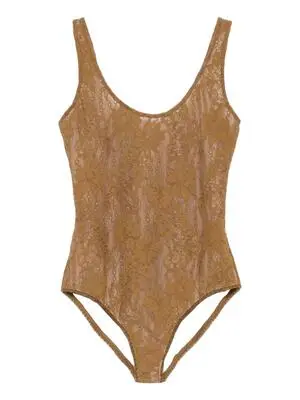 Zimmermann Lace Scoop Bodysuit - Brown