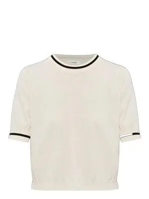 FRAME Frame Contrast Trim Short Sleeve Sweater