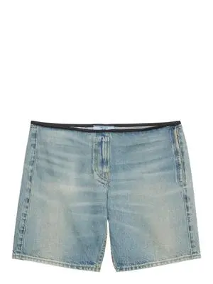 Prada Washed Denim Bermuda Shorts - Blue