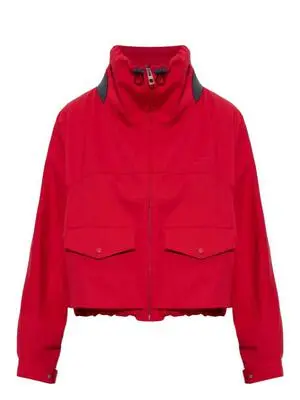 Loewe Zip Up Jacket With Leather Trim - Red