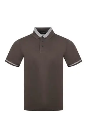 Emporio Armani Contrast Trim Polo Shirt - Brown